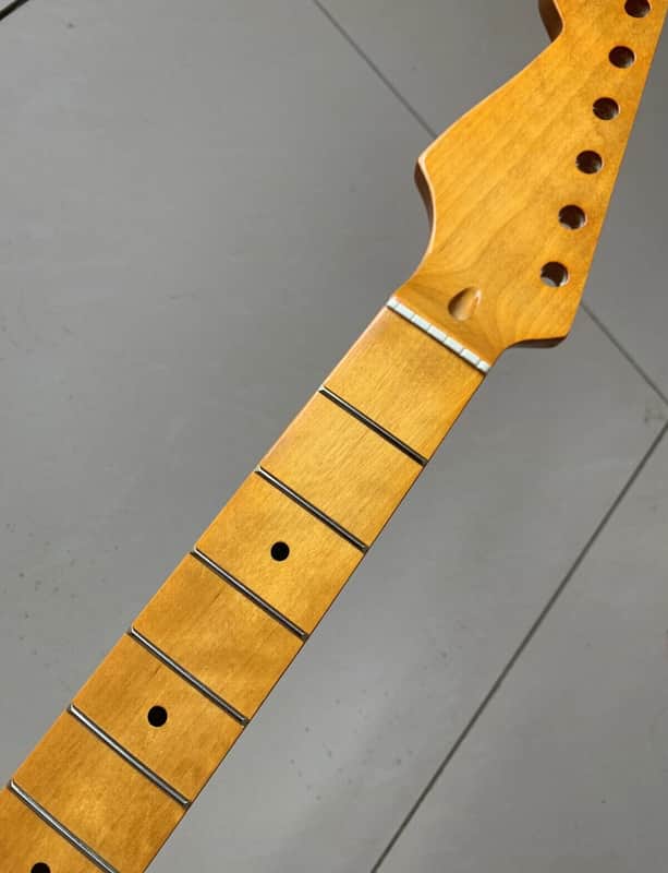 Left Hand Yellow Guitar Strat Style Maple Neck, 22 Frets | Reverb