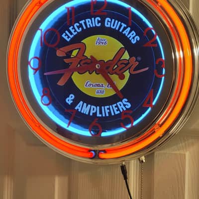 Fender Musical Instruments Double Neon Red/White Wall Clock | Reverb