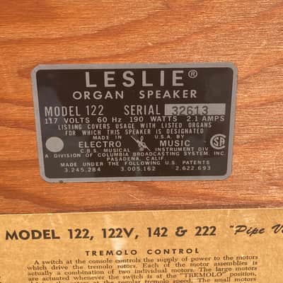 Leslie Model 122 Rotating Speaker Cab Organ Amplifier | Reverb