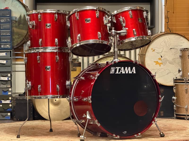 1980's Tama Superstar Candy Apple Red 12/13/16/24 Birch Drum | Reverb
