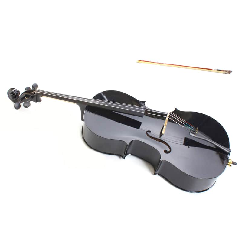 🎅🎄 For Pros and Beginners! Jet Black Cello +Case/Bag +Bow | Reverb