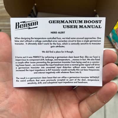 Benson Amps Germanium Boost Limited Edition Gold | Reverb