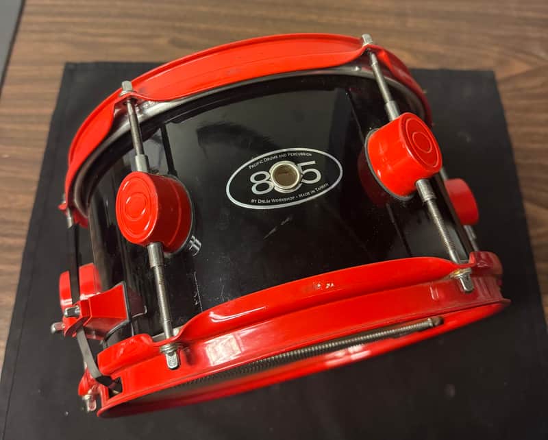 PDP 805 6x10 Popcorn Snare - Black/Red Hardware | Reverb