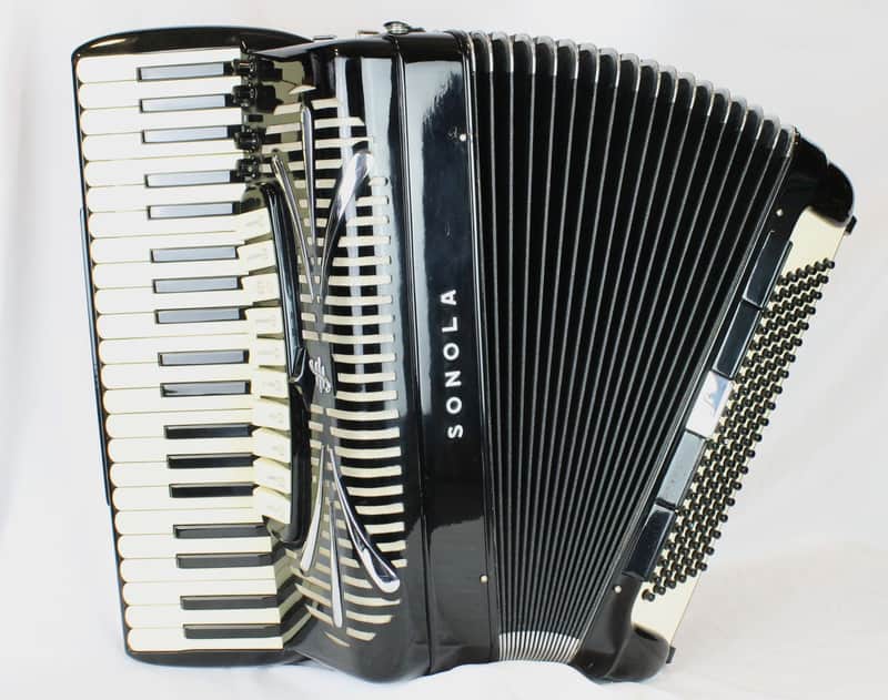 7945 - Black Sonola AA20 Tone Chamber Piano Accordion LMMH 41 | Reverb