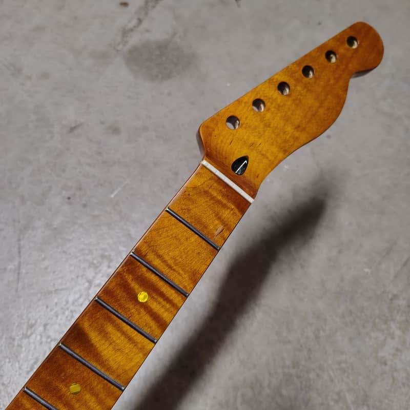 Flame Roasted Maple Tele Neck fits fender Telecaster body 22 | Reverb