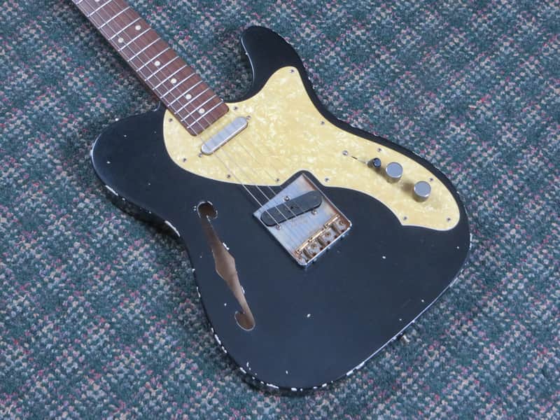 MJT Thinline Telecaster Heavy Relic Black! w/Fender hardshell | Reverb