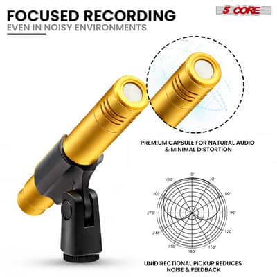 5 Core 9 Piece Drum Microphone Set w Kick Bass, Tom/Snare and | Reverb