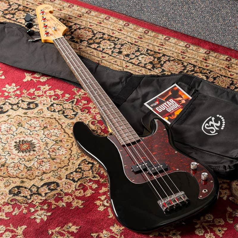SX SPB62B VTG Series Vintage P Style Bass Guitar | Black | Reverb
