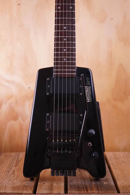 Hohner G2-T Tremolo Headless Electric Guitar in Black, with | Reverb