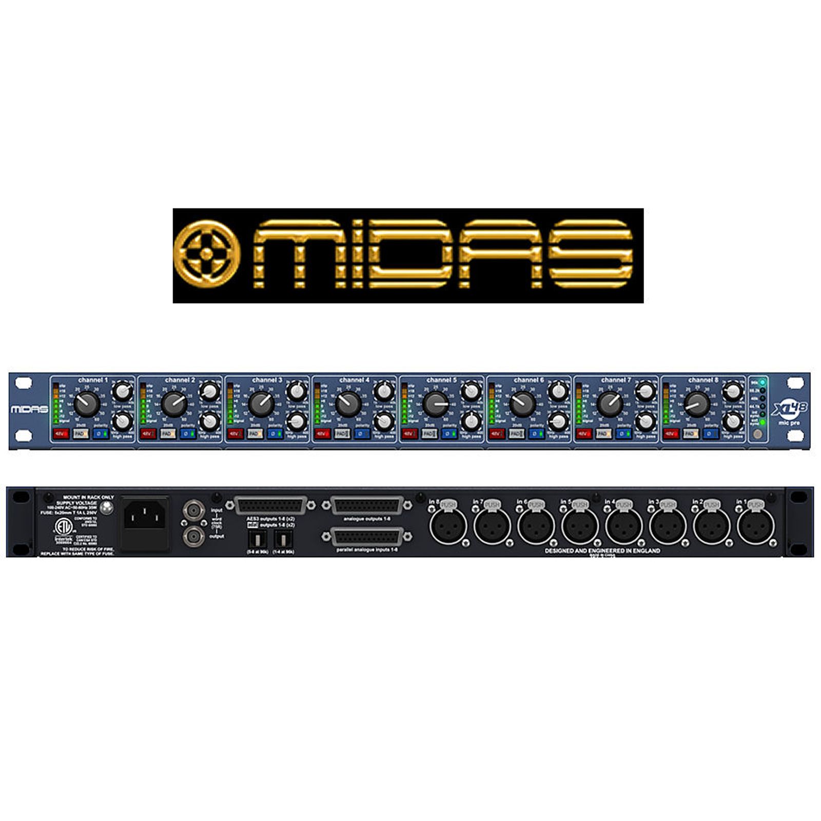 Midas XL48 8-Ch 96kHz 24-bit Mic Preamp | Reverb España