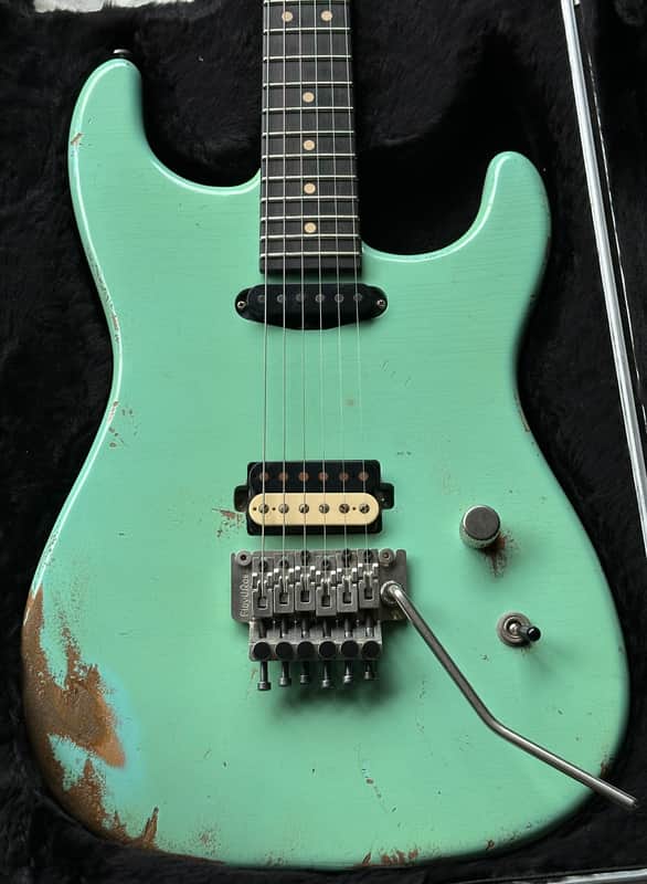 Luxxtone El Machete Surf Green Aged Floyd Rose Superstrat | Reverb