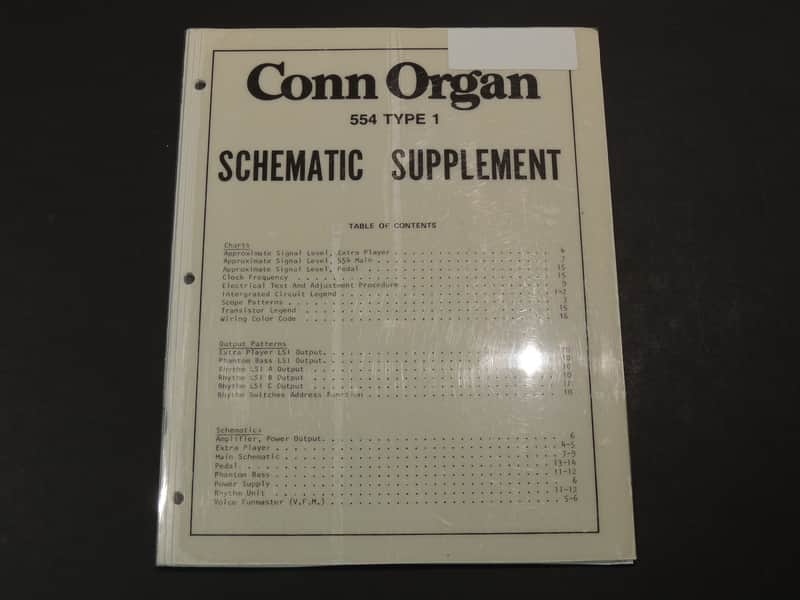 Conn 554 Type 1 Schematic Supplement [Three Wave Music] | Reverb