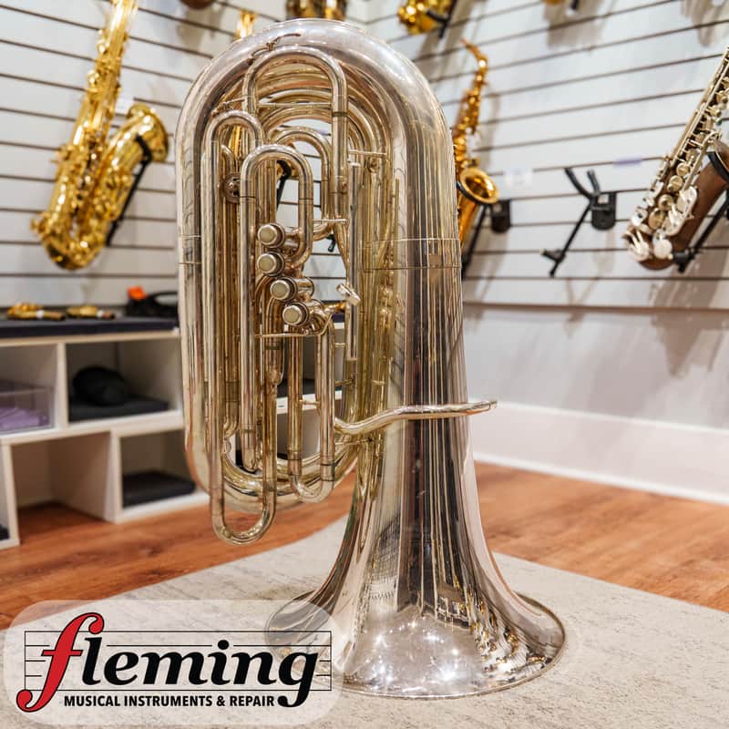 Miraphone CC1291 Professional 5-Valve 5/4 CC Tuba - Silver | Reverb