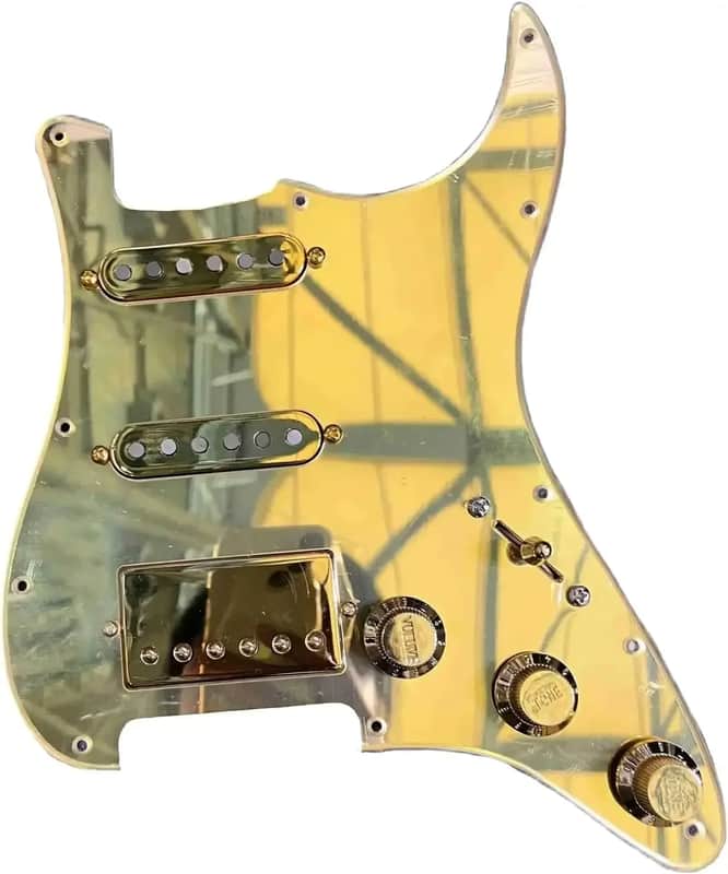 Gold Mirror Guitar SSH Stratocaster Strat Style Loaded | Reverb