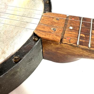 Ancient Hillbilly banjo with a painted head homemade vintage | Reverb