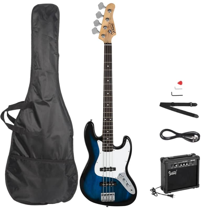 Glarry GJazz Electric Bass Guitar w/20W Amplifier - Blue | Reverb