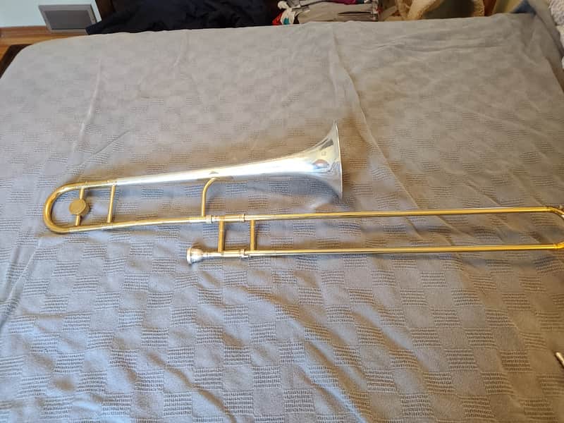 H.N. White King 2-B Silvertone Trombone 1945-1950 - Silver / | Reverb
