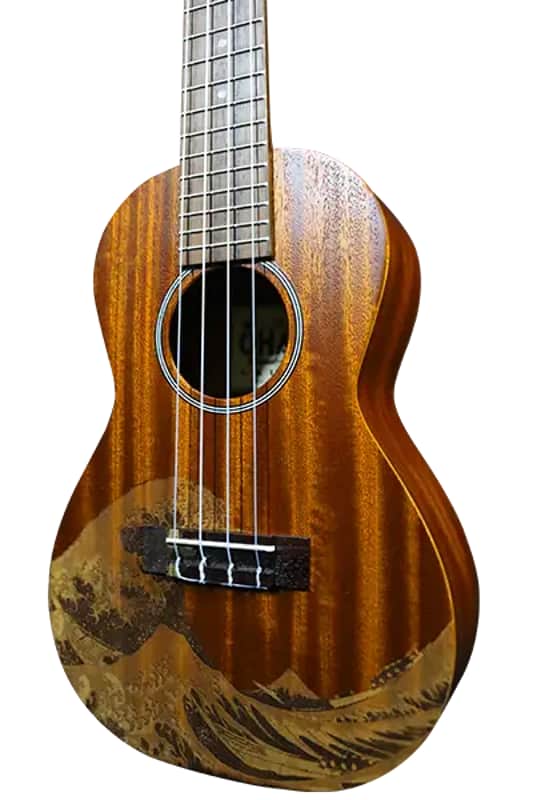 Ohana CK-10 Custom Engraved Concert Ukulele - The Great Wave | Reverb