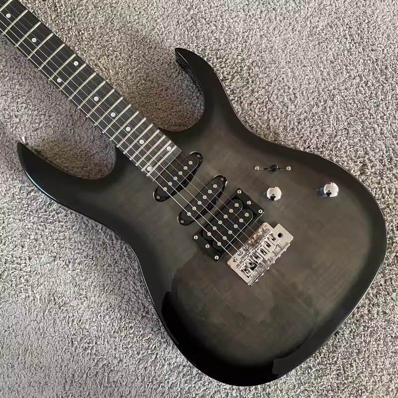 Grey Burst SSH Guitar Tiger Maple Top Basswood Body, Maple | Reverb