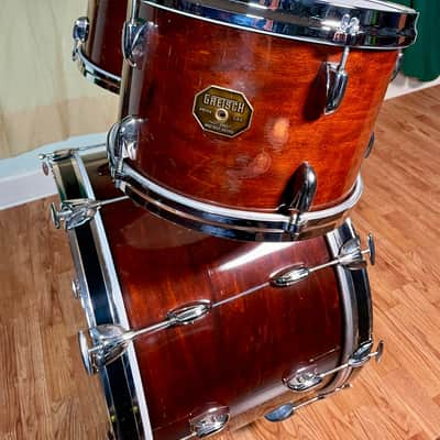1970s Gretsch Stop Sign Badge Drum Set Mahogany Lacquer | Reverb
