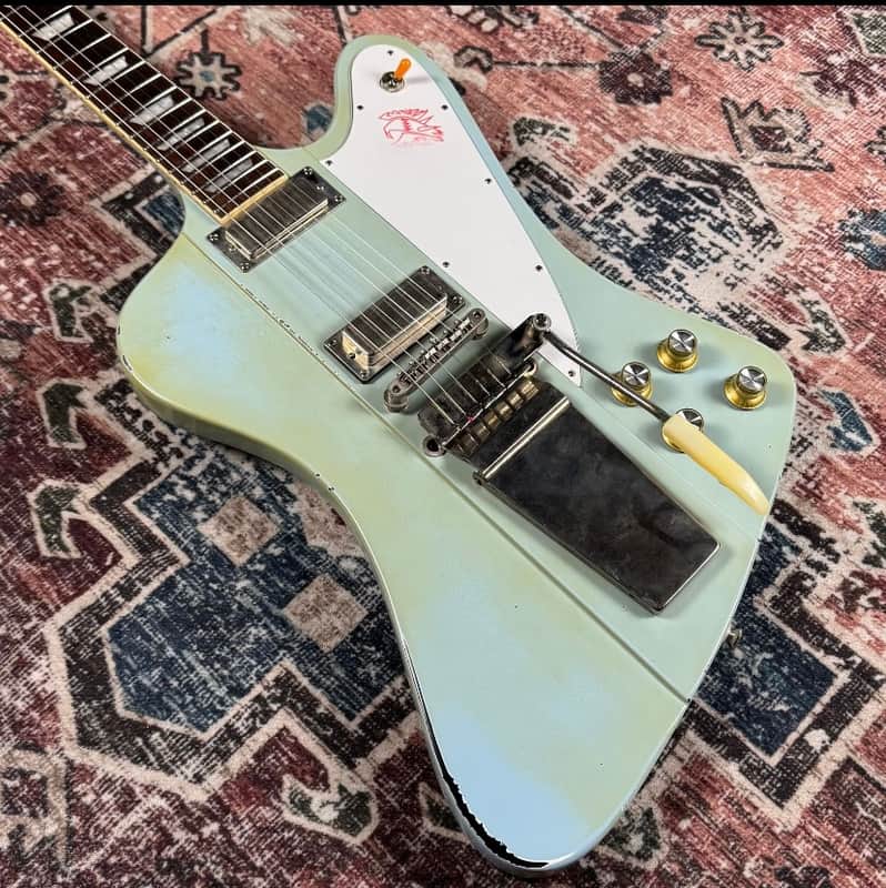 2022 Epiphone Firebird V conversion ice blue aged case gibson | Reverb