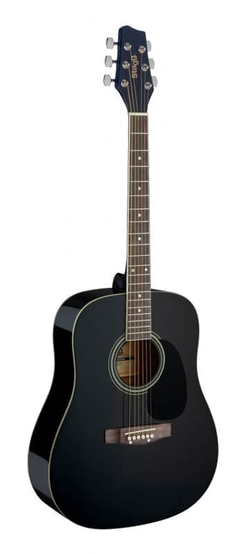 Stagg Black Dreadnought Acoustic Guitar w/ basswood Top | Reverb