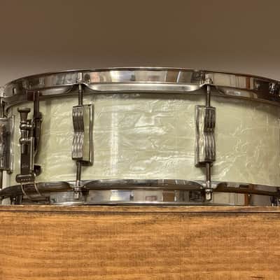 1961 Ludwig Pre-Serial White Marine Pearl 5x14 Jazz Festival | Reverb