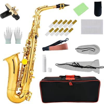 Alto Saxophone High Quality Brass Sax with E-Flat Gold | Reverb