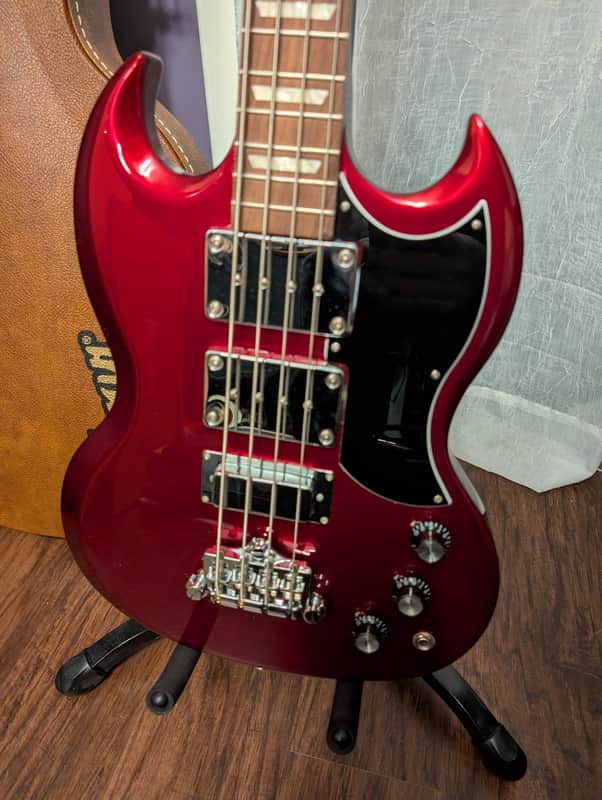 Gibson SG Short Scale 3 Pickup Bass - Metallic Cherry - Mod | Reverb