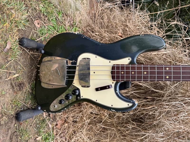 1965 Fender Jazz Bass - Charcoal Frost Metallic - Matching | Reverb