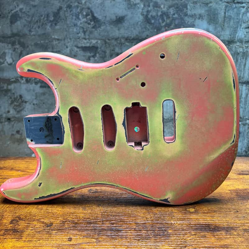 Warmtone CG Hss Strat Style Guitar Body Relic "Faded Pink” | Reverb