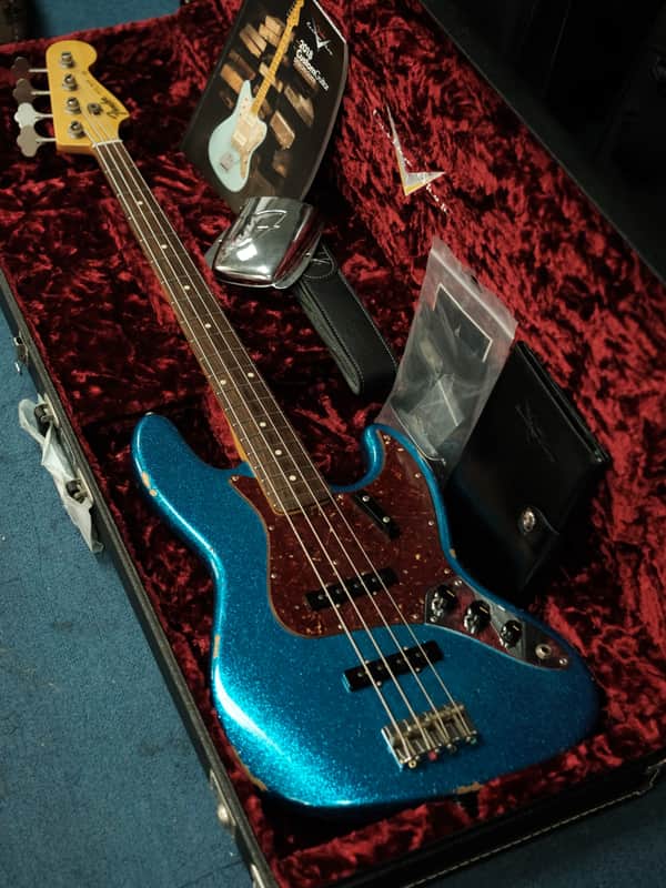 Fender 1964 Jazz Bass Relic - 2018 Blue Spkl | Reverb