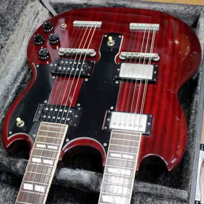 Burny SG-140JP Cherry Jimmy Page Style Double Neck 1980s | Reverb UK