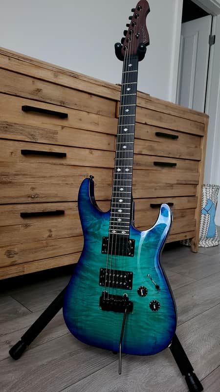 Warmoth Custom Carved top Soloist - Trans Blue Burst | Reverb Latvia