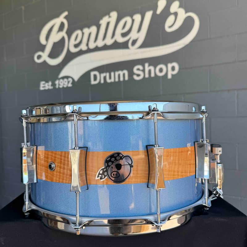~RARE!~ Pork Pie USA Custom 6.5x14 Maple/Brass Hybrid Snare | Reverb