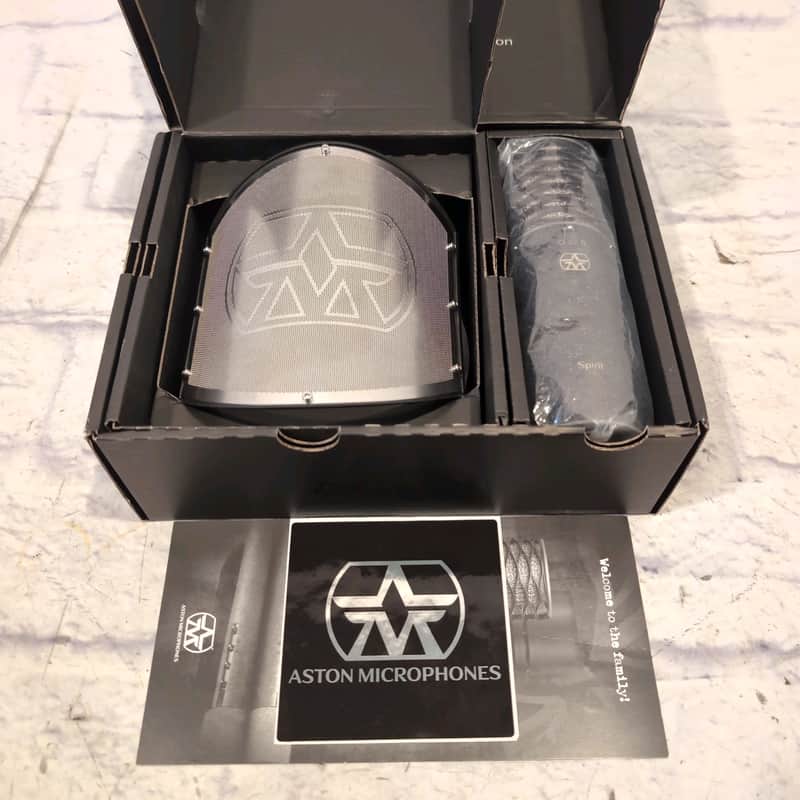 Aston Spirit Black Microphone Bundle with Shock Mount and Pop | Reverb