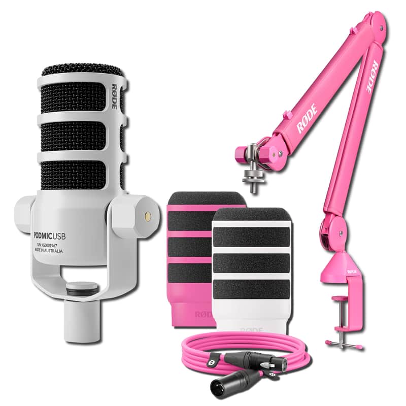 Rode PodMic USB Dynamic Broadcast Microphone (White) with | Reverb