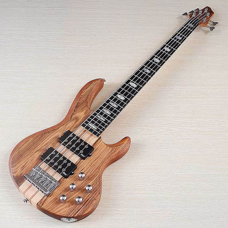 Custom Zebra Wood Top 5 String Electric Bass, Okoume Wood | Reverb UK