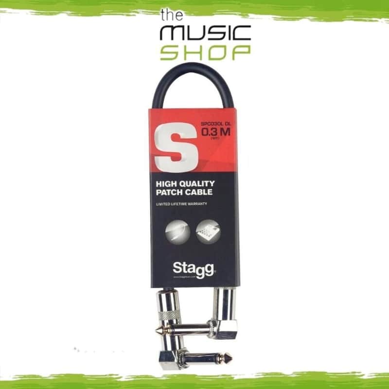 Stagg Mono Patch Cable, Angled Jack/Jack (m/m), 30 cm (12") - | Reverb
