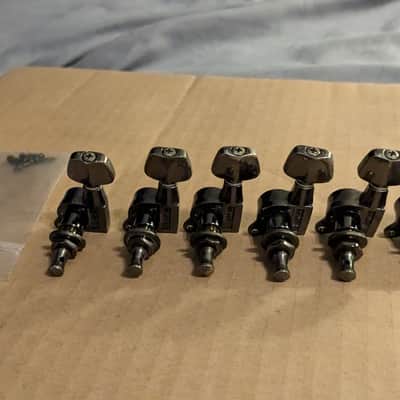 1980s Gotoh Chevron / Crown Tuners 6 Inline - Black Chrome - | Reverb
