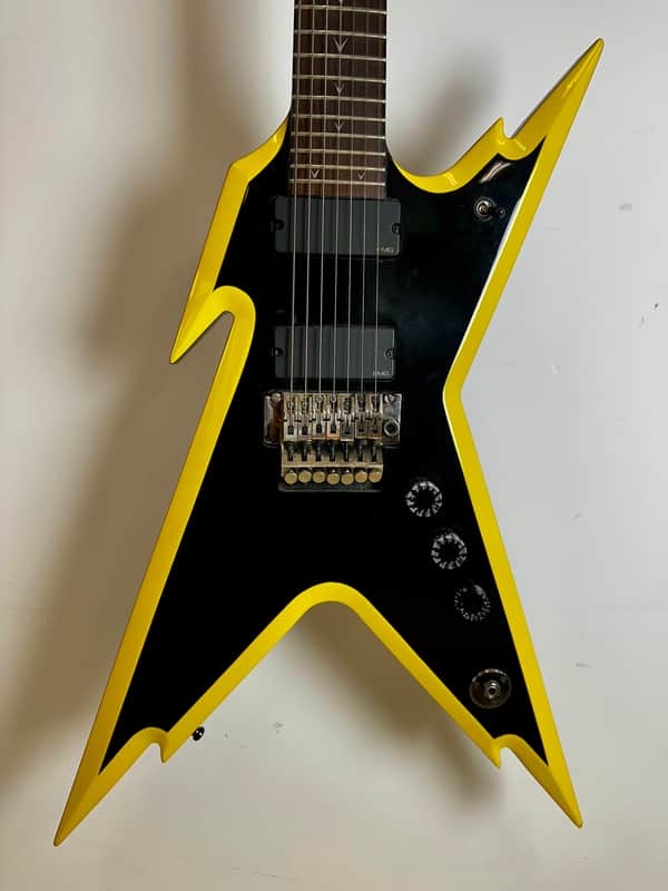 Dean Razorback 7 string - Black w/Yellow Bevels | Reverb
