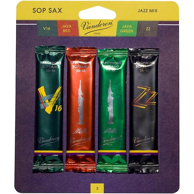Vandoren SRMIXS3 Soprano Saxophone Reed Mix Card, Strength 3 | Reverb