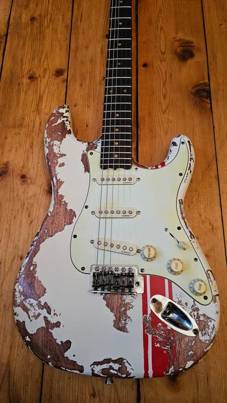 Custom Relic stratocaster electric guitar cool Olympic white | Reverb