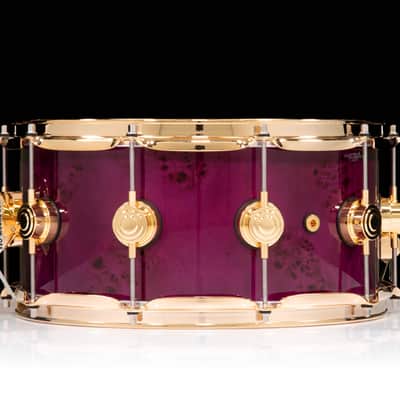 DW Collector's Series 6.5x14 Mapa Burl on Cherry Purple Core | Reverb