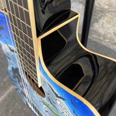 Hand-Painted Acoustic-Electric Classical Guitar "Batman & | Reverb