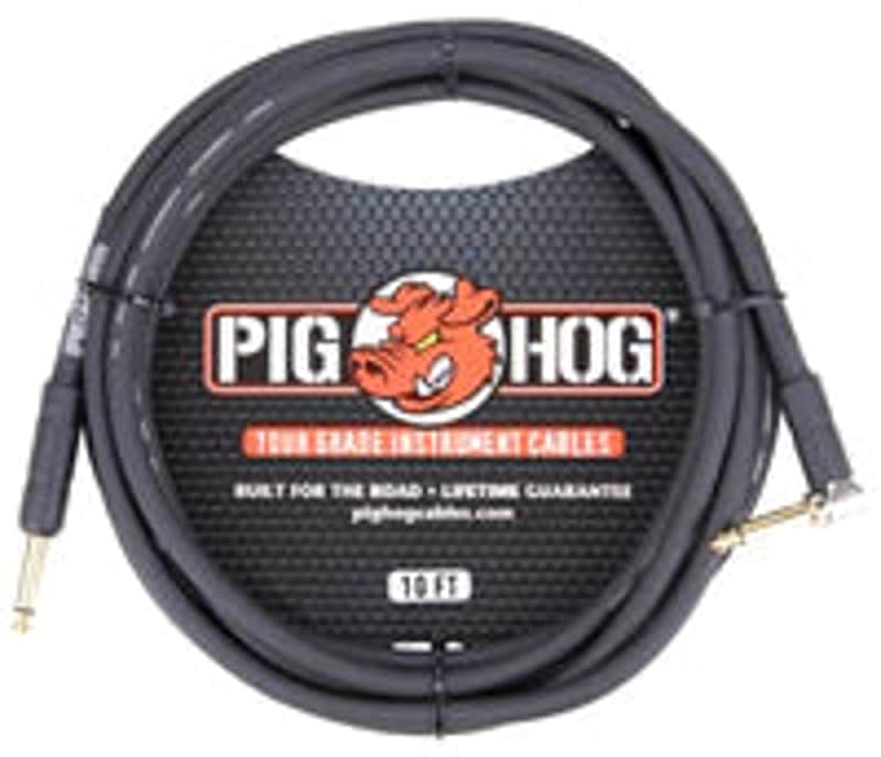 Pig Hog "Black" Instrument Cable, 10 Ft Right Angle | Reverb