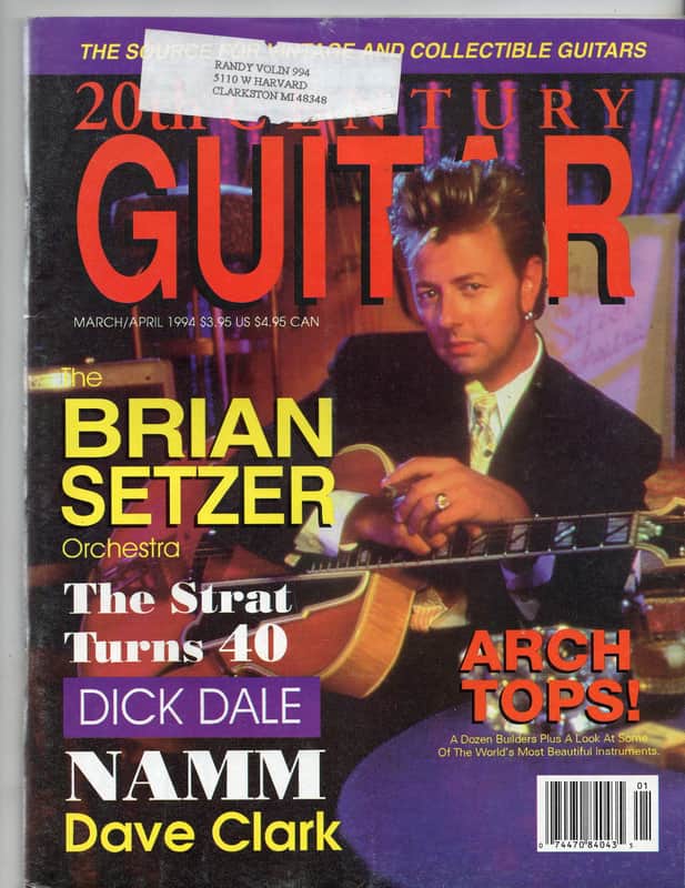 1994 20th Century Guitar Magazine Brian Setzer Stray Cats | Reverb UK