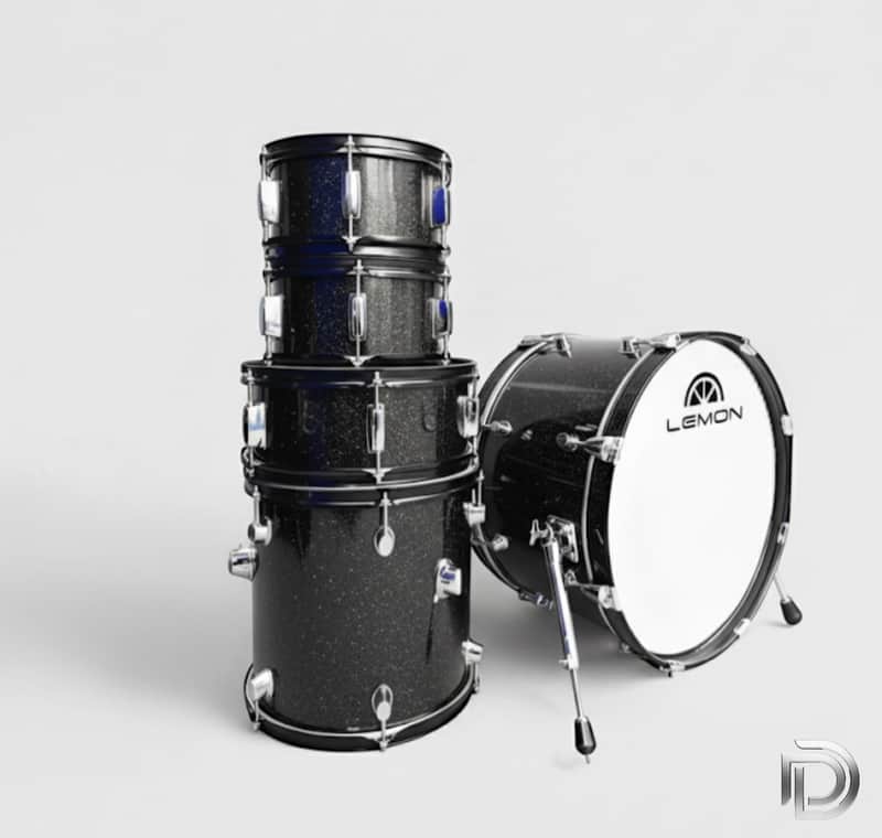 Lemon T-950 Shell Pack Black Sparkle Bass Tom Snare Drum for | Reverb