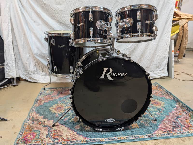 Rogers powertone Fullerton era 1970's 4-pc black 12,13,16,22 | Reverb