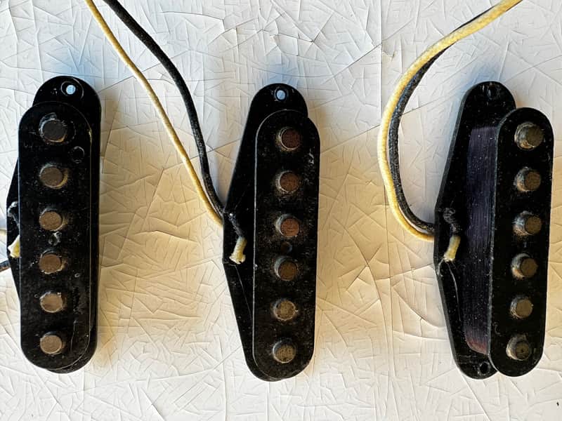 1965 Fender Stratocaster Pickup Set Black Bottom 1966 1967 | Reverb